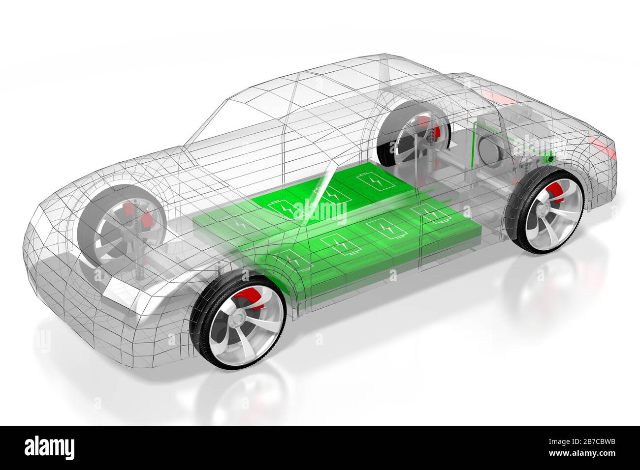 Electric car/ electric vehicle - e-mobility concept. 3D rendering Stock ...