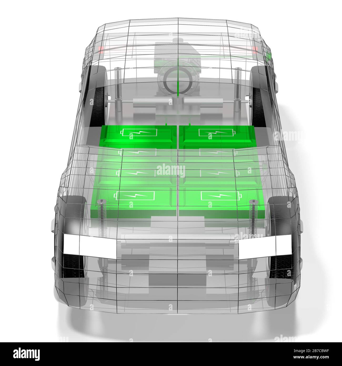 Electric car/ electric vehicle - e-mobility concept. 3D rendering Stock ...