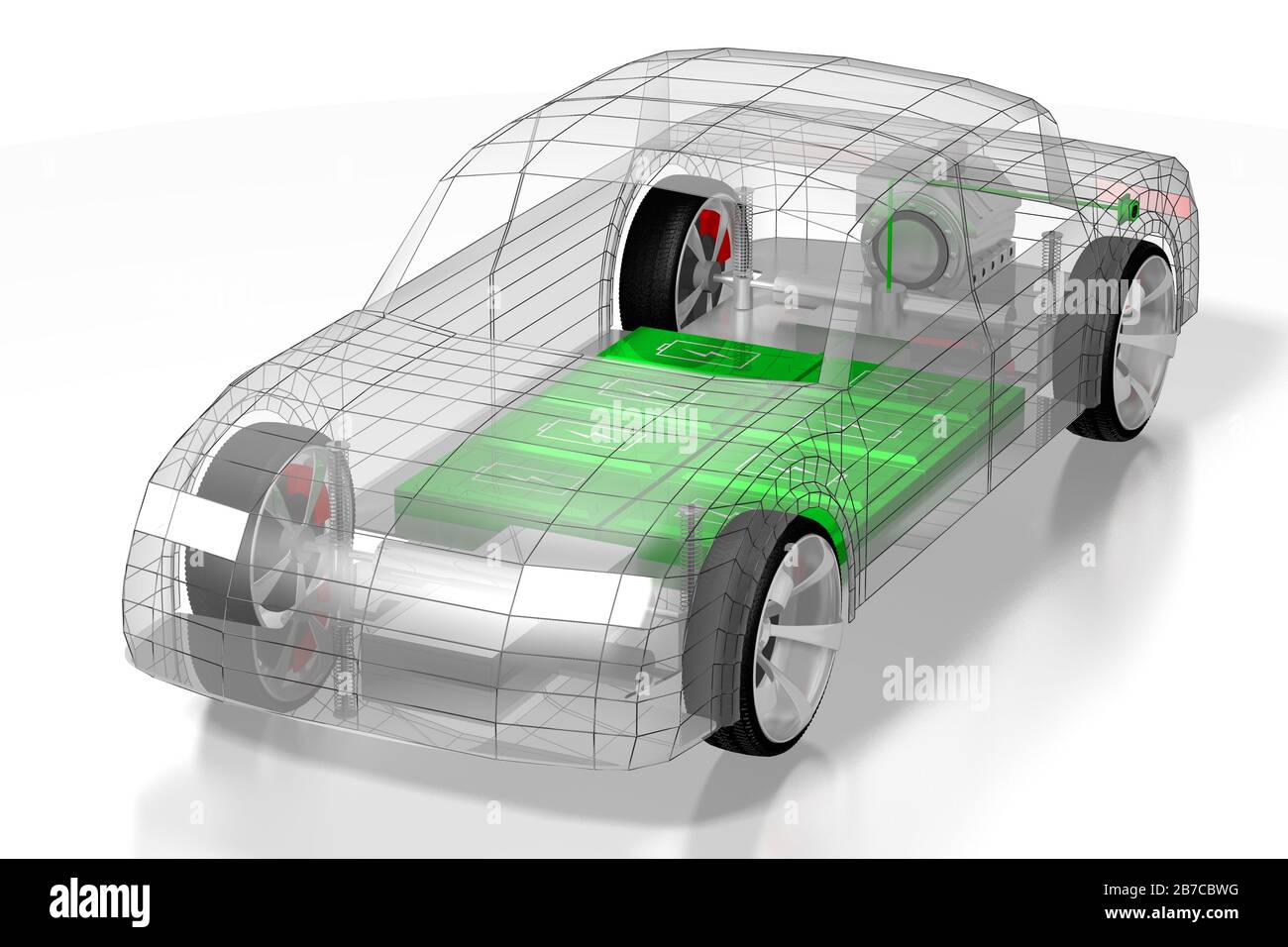 Electric car/ electric vehicle - e-mobility concept. 3D rendering Stock ...