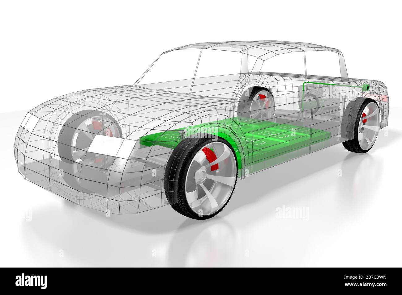 Electric car/ electric vehicle - e-mobility concept. 3D rendering Stock ...