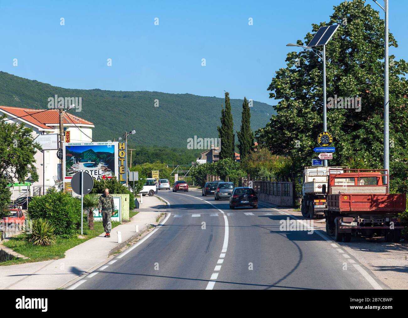 Lastva, Montenegro - June 10. 2019. European Route E80 is a Trans ...