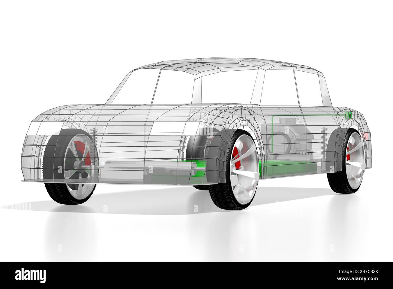 Electric car/ electric vehicle - e-mobility concept. 3D rendering Stock ...