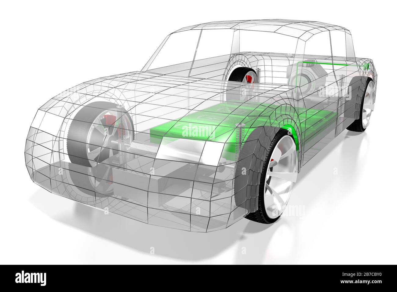 Electric car/ electric vehicle - e-mobility concept. 3D rendering Stock ...