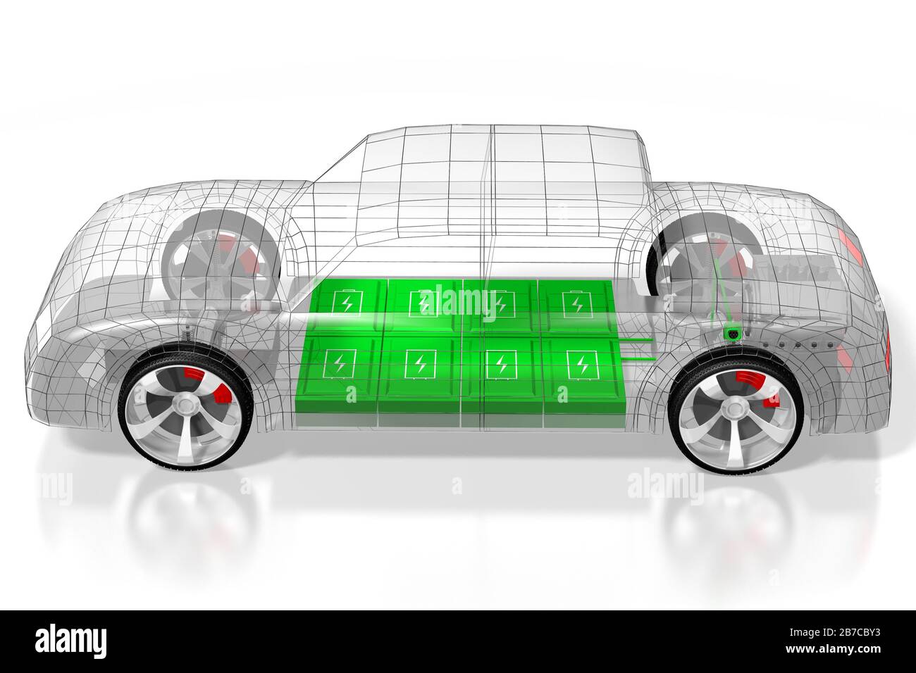Electric car/ electric vehicle - e-mobility concept. 3D rendering Stock ...