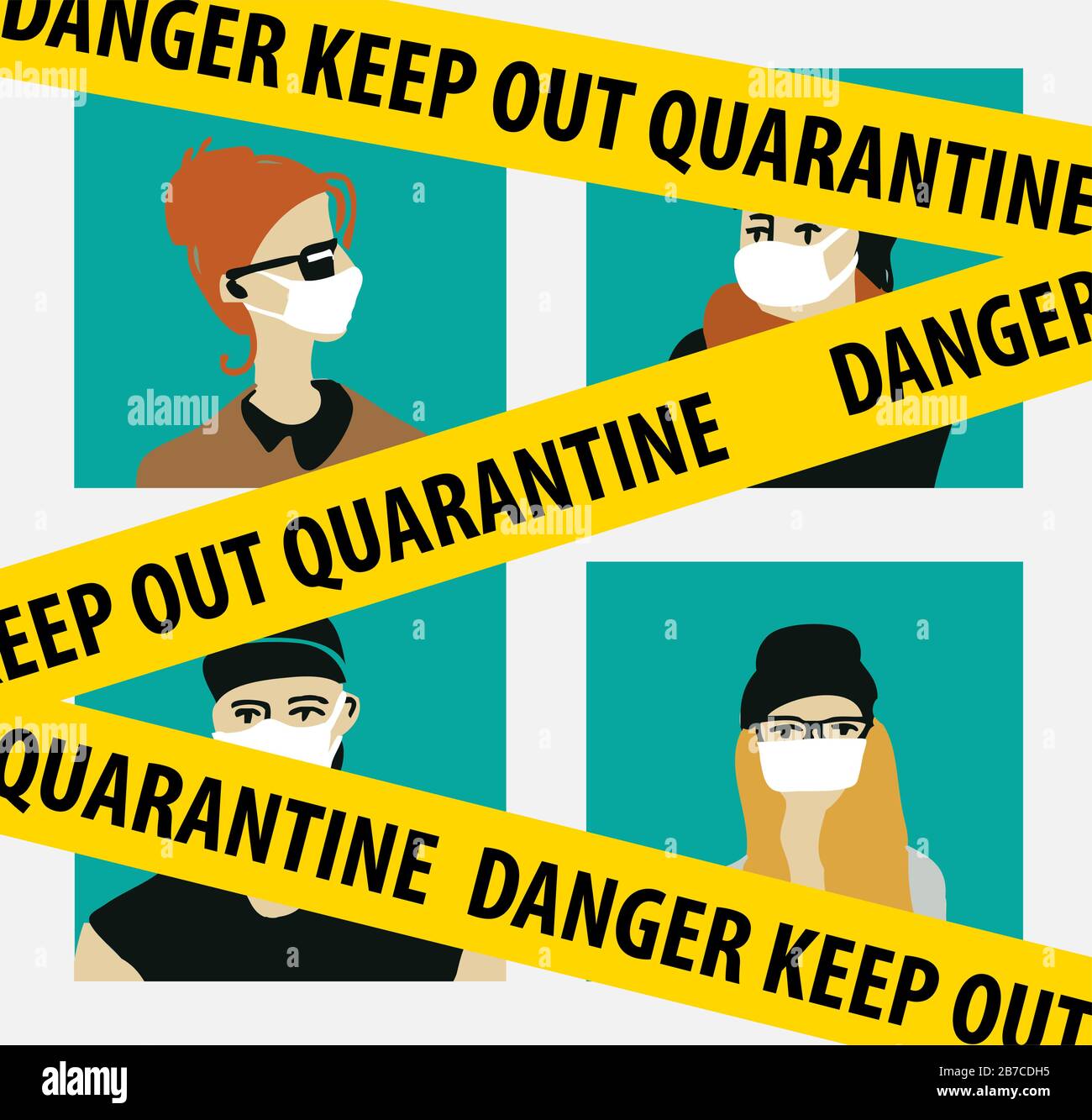 Quarantine virus epidemic home isolation people Stock Vector Image ...