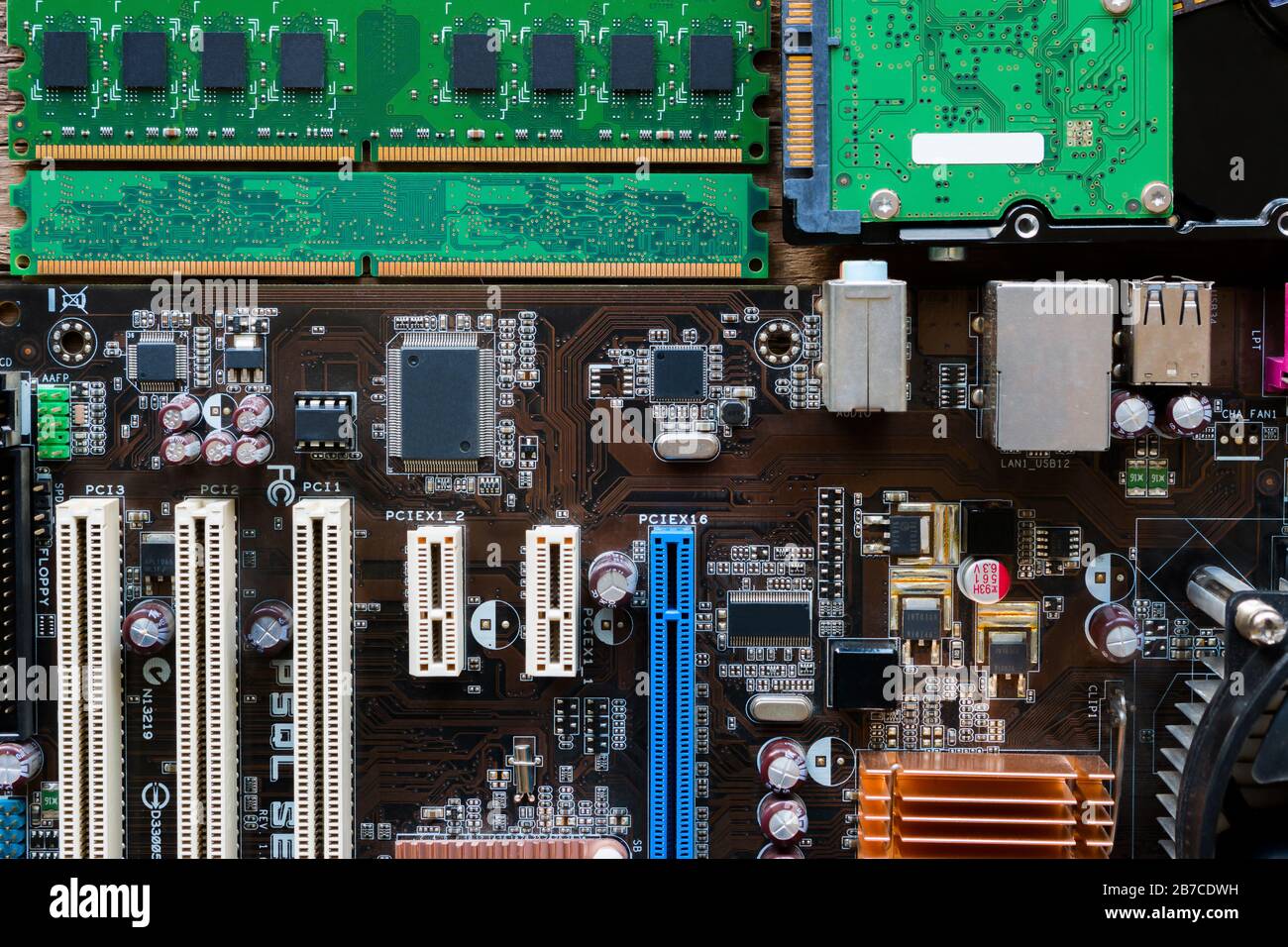 background of motherboard, RAM and hard drive Stock Photo - Alamy