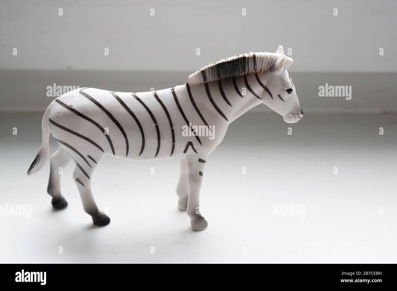 Closeup shot of a zebra toy in the white surface Stock Photo - Alamy