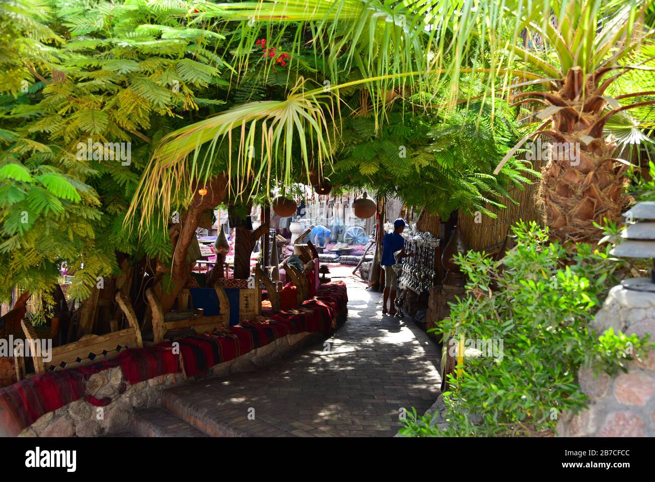 The staff prepares a hookah cafe for work during the day Stock Photo ...