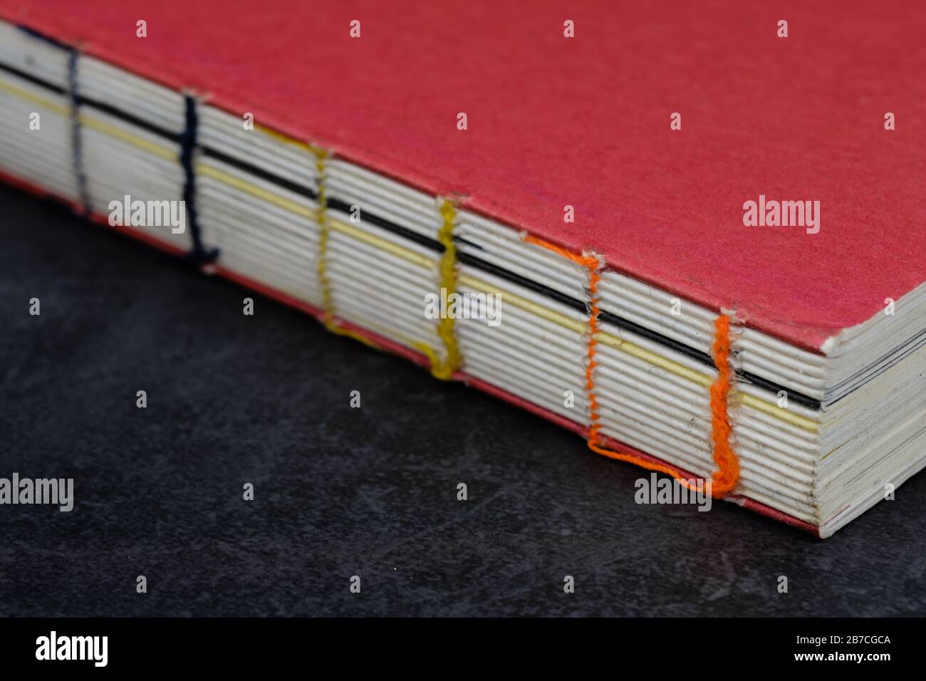 vintage style wire-bound book closeup view Stock Photo - Alamy