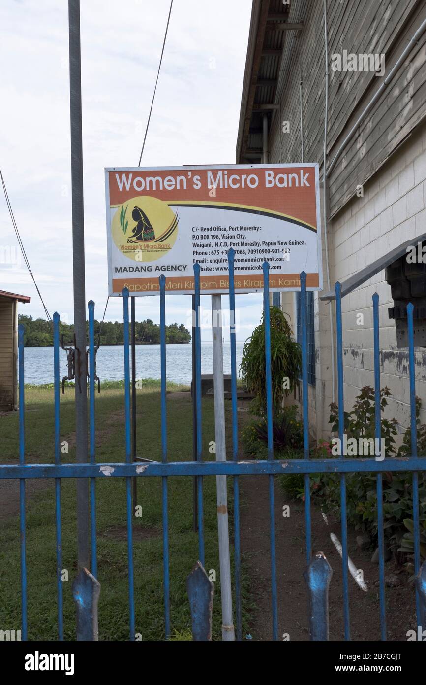 dh MADANG PAPUA NEW GUINEA Womens Micro bank sign women banking Stock ...