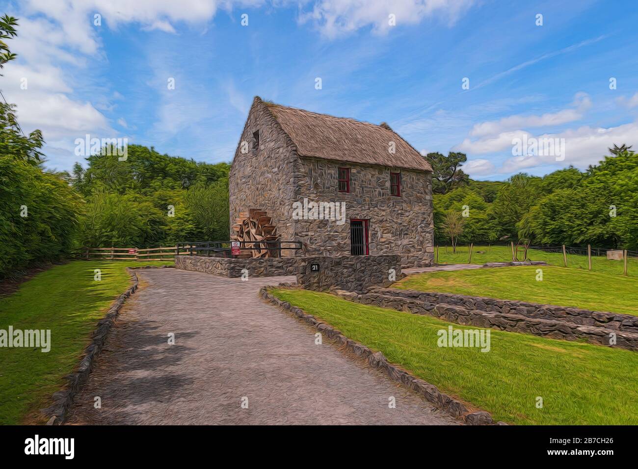 Old traditional watermill made with stone lokate in a picturesque area ...