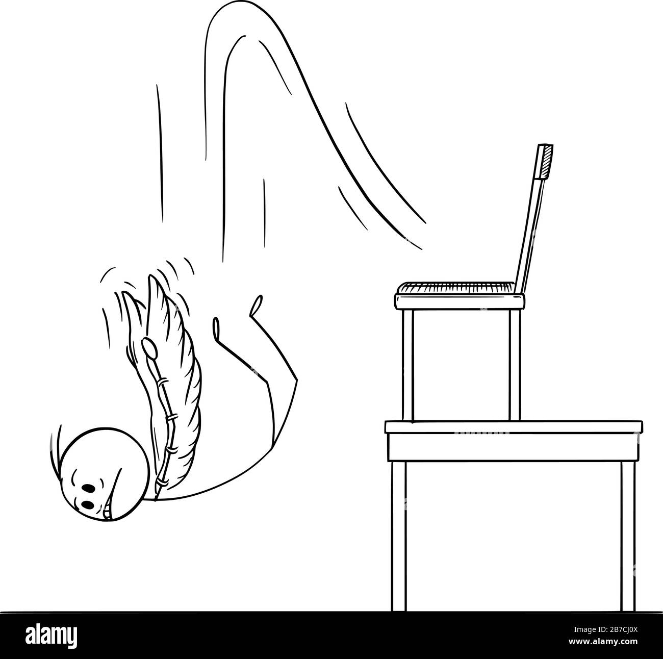 Vector cartoon stick figure drawing conceptual illustration of man or ...