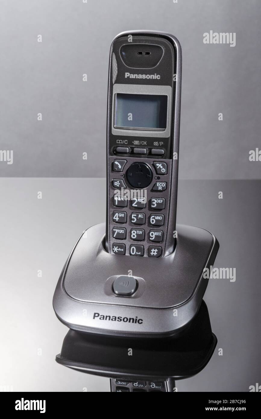 Panasonic dial telephone on gradient background. Panasonic Corporation ...