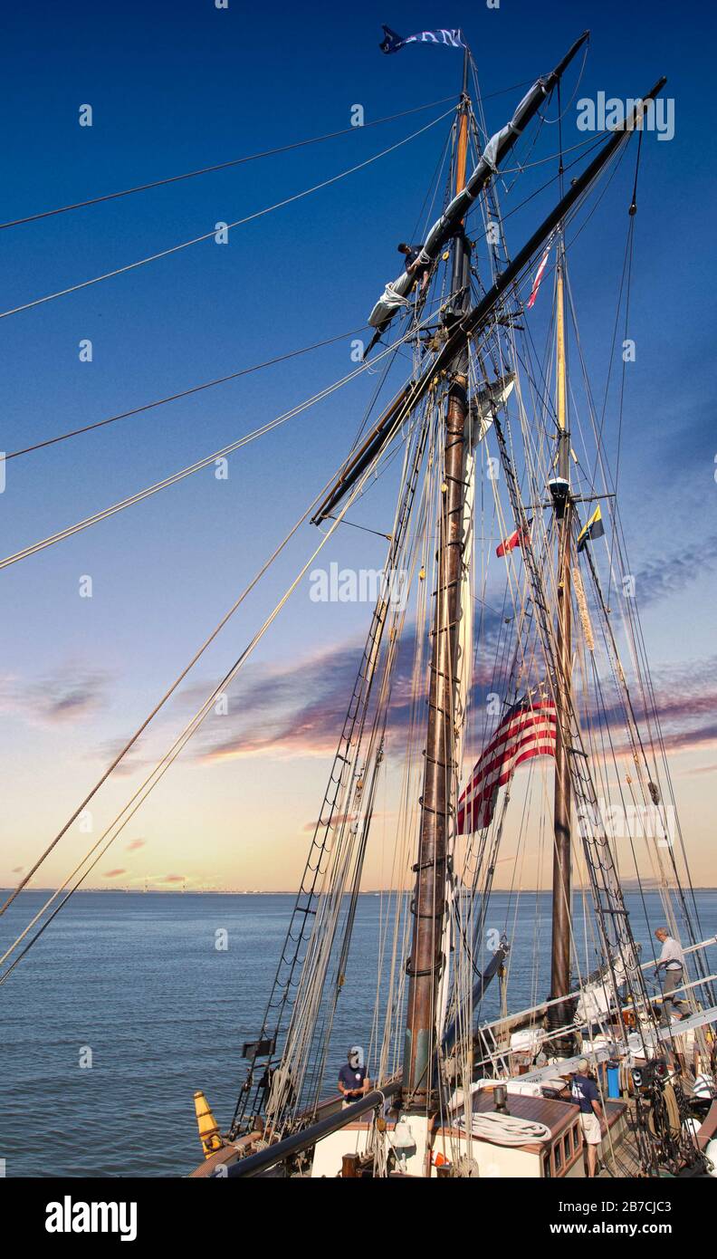 Sailor Working in the Riggings Stock Photo - Alamy
