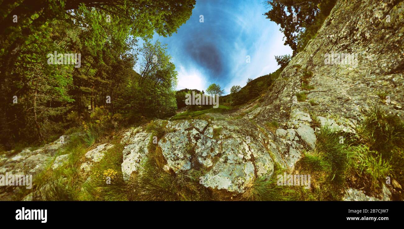 Panoramic photo of beautiful Mexican bay with cottage having nice view ...