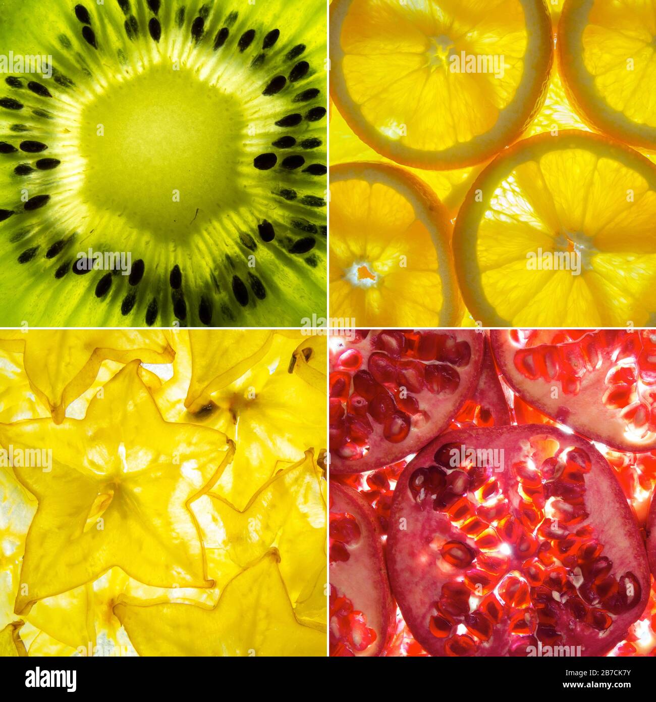 assorted collage of back lit fruit slices Stock Photo - Alamy