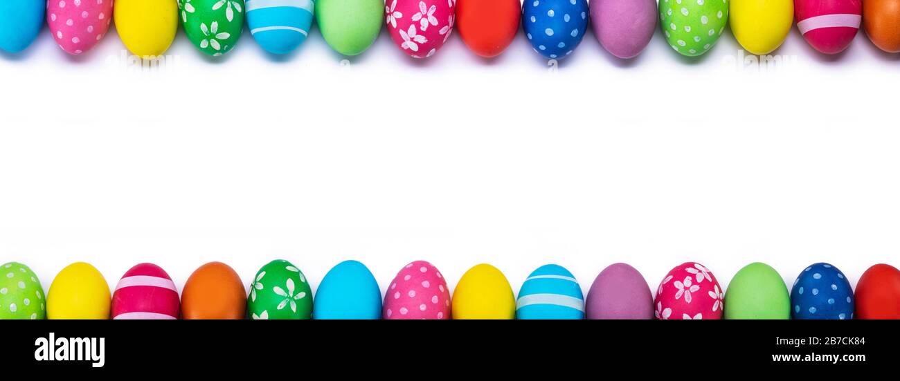 Border frame of many easter egg isolated on white background Stock ...