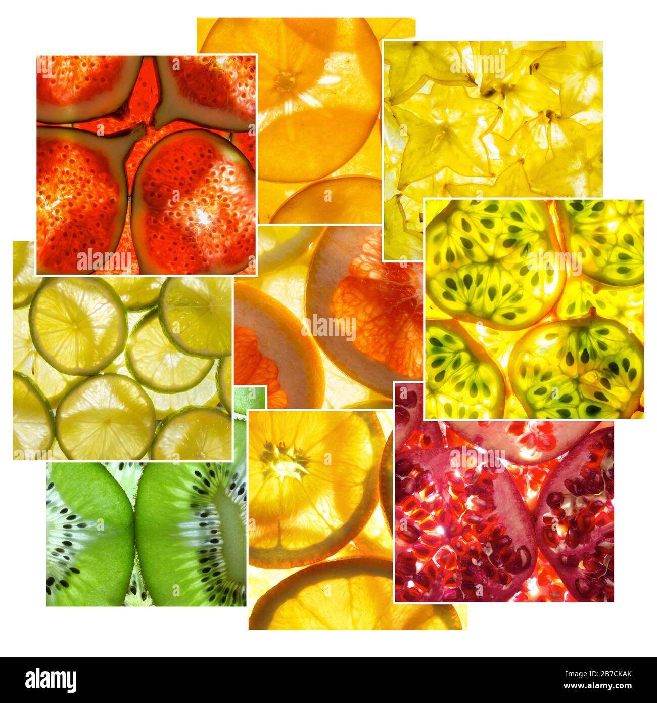 assorted collage of back lit fruit slices Stock Photo - Alamy