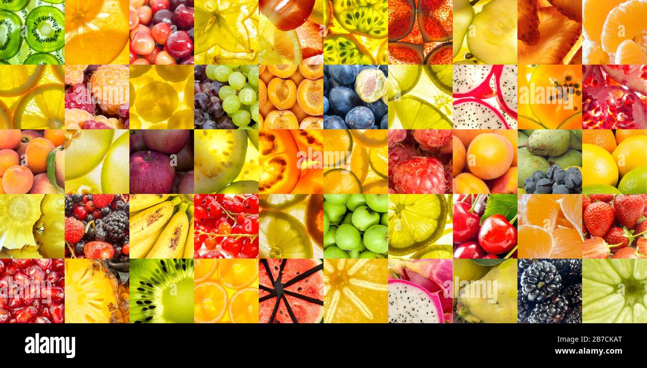 assorted collage of back lit fruit slices Stock Photo - Alamy