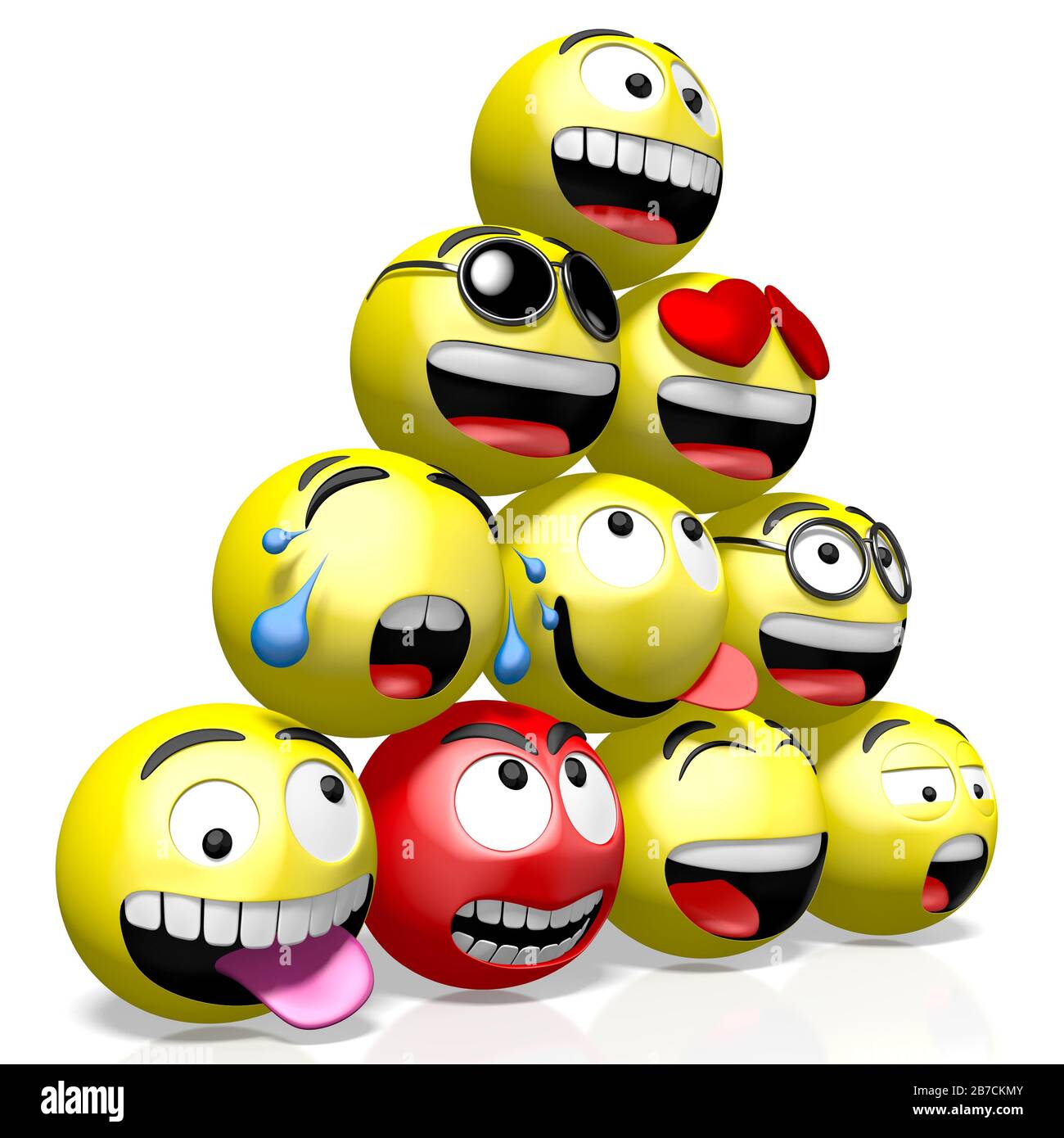 Emojis/ emoticons - different facial expressions - 3D rendering Stock ...