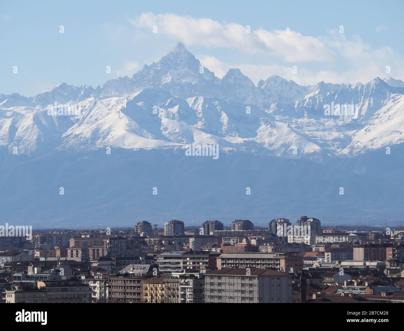 Monviso (aka Monte Viso) mountain part of the Alps range seen from the ...