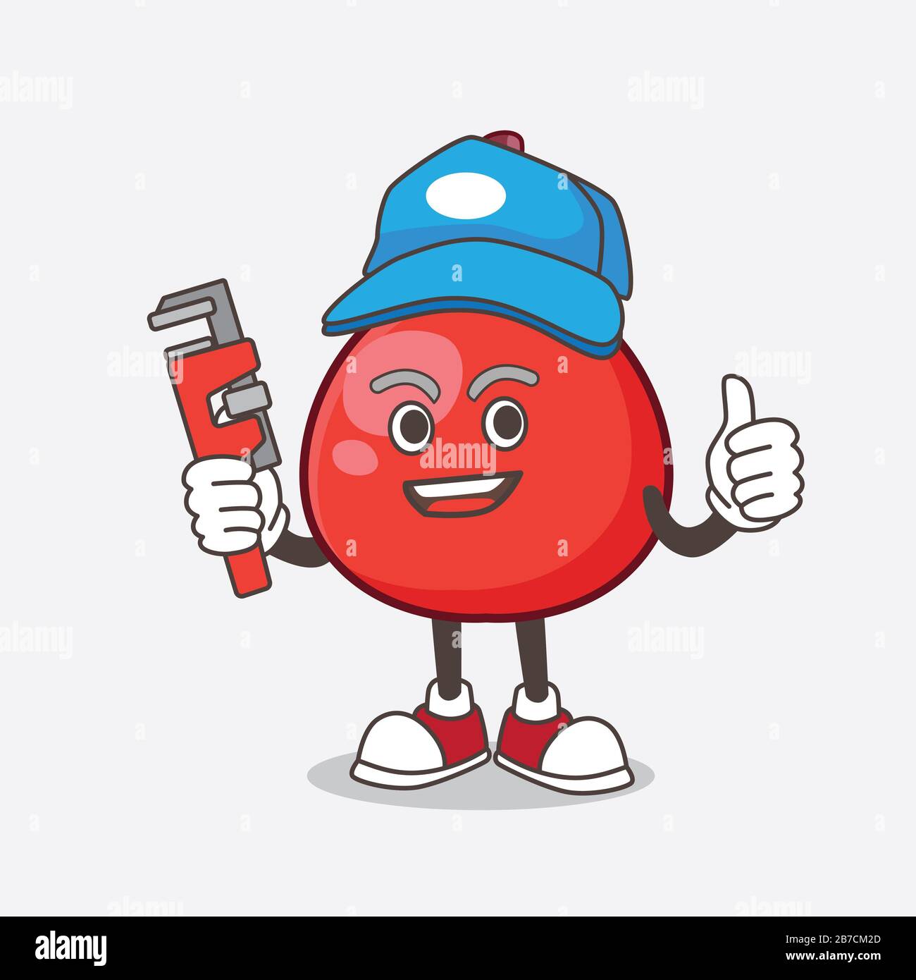 A picture of Red Berry cartoon mascot character as happy plumber Stock ...