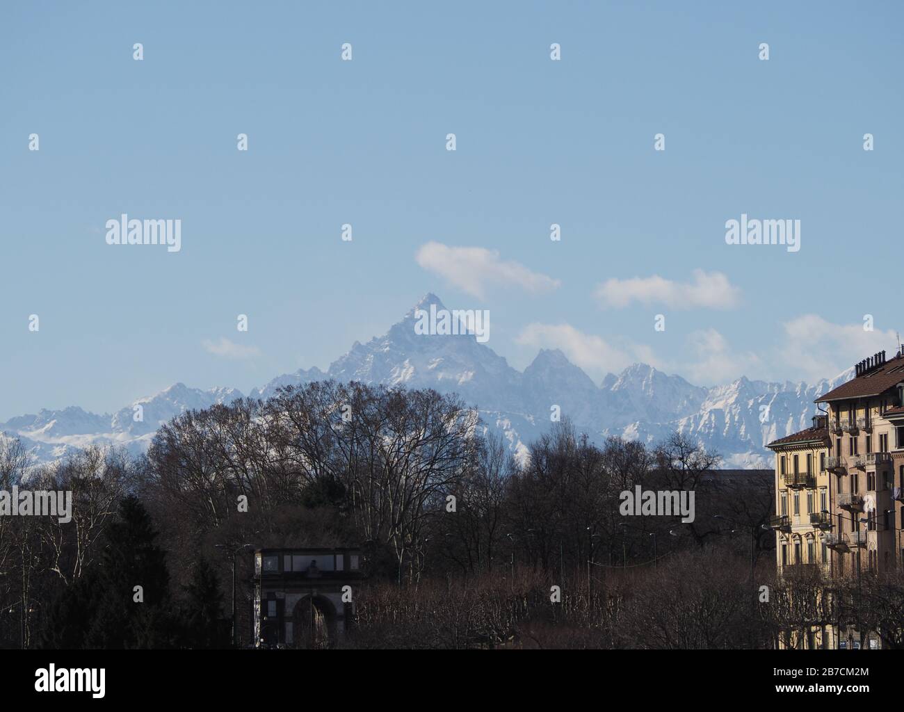 Monviso (aka Monte Viso) mountain part of the Alps range seen from the ...