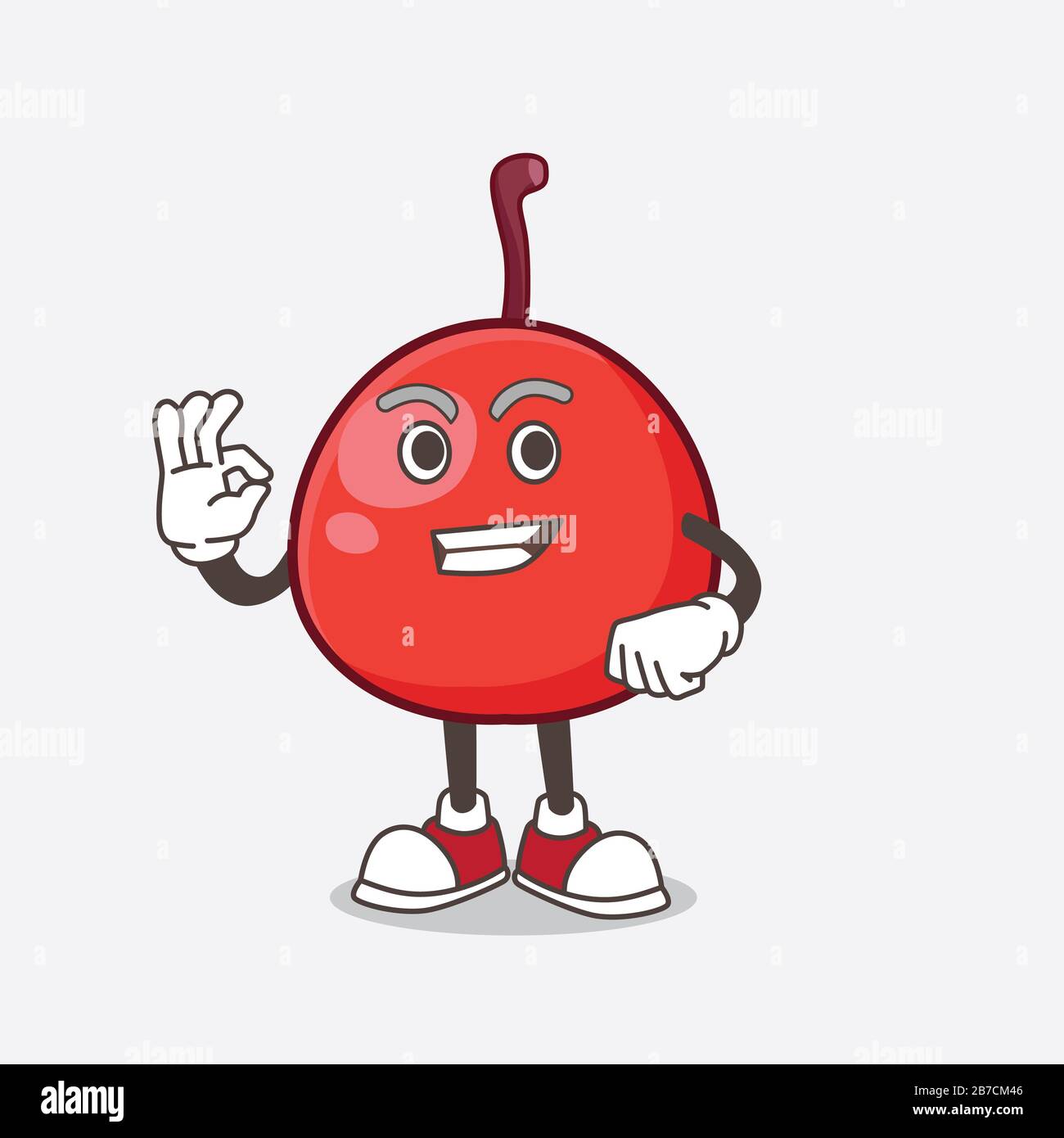 A picture of Red Berry cartoon mascot character with calling gesture ...