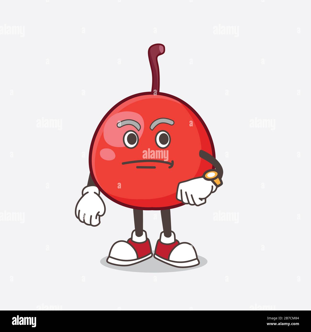 A picture of Red Berry cartoon mascot character on a waiting gesture ...