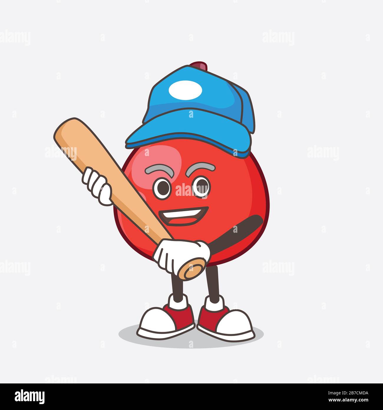 A picture of Red Berry cartoon mascot character playing baseball Stock ...