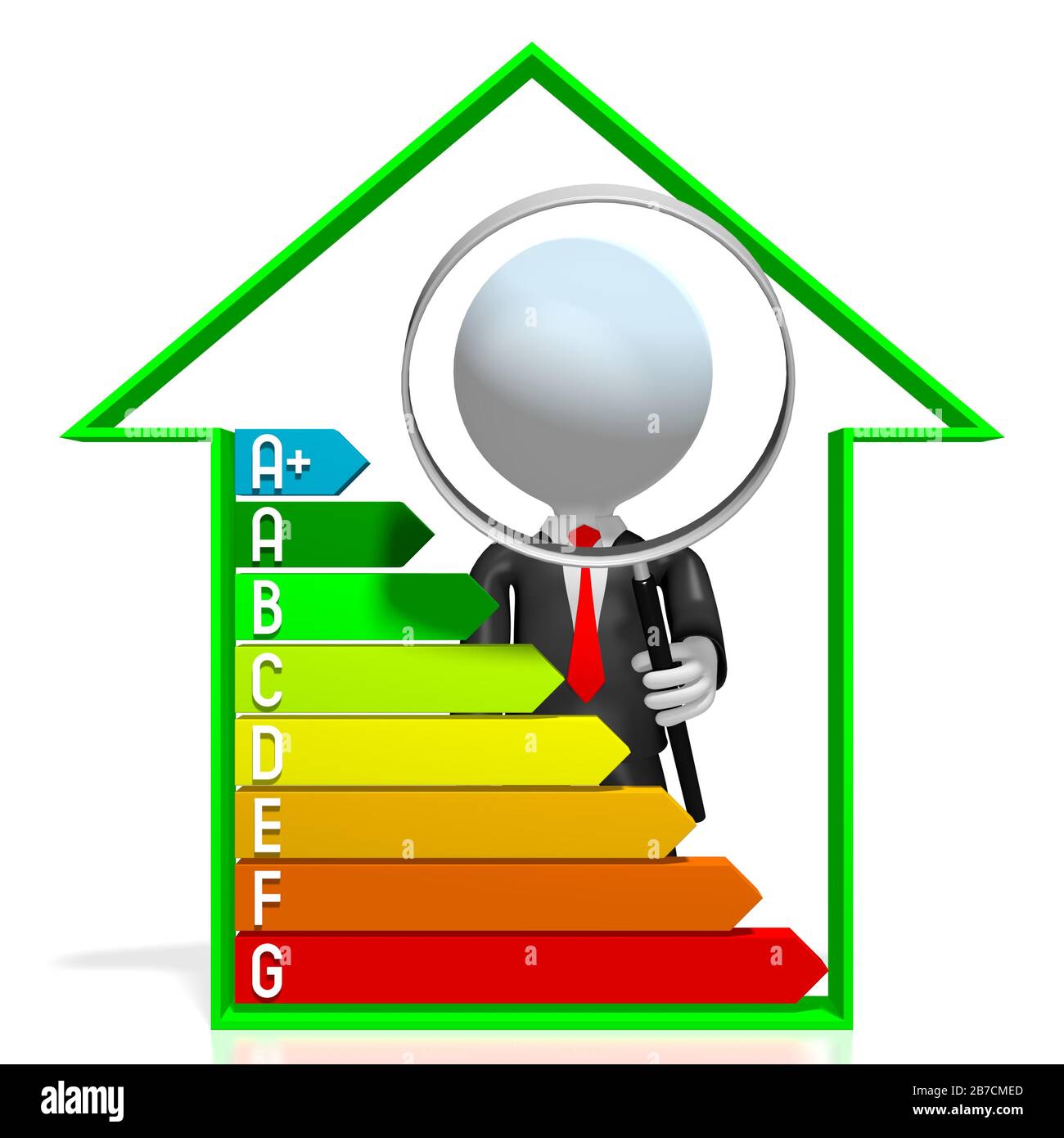 3D energy efficiency chart - power/ electricity saving concept - A+, A ...