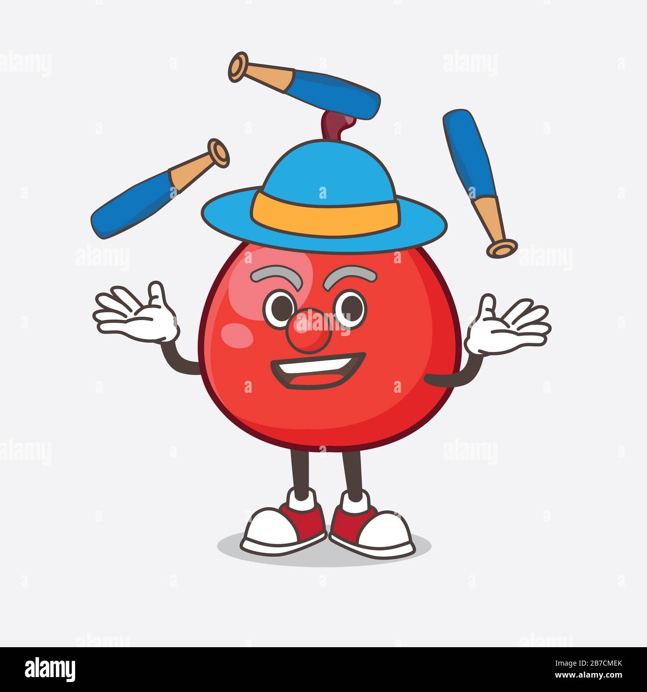 A picture of Red Berry cartoon mascot character play Juggling Stock ...