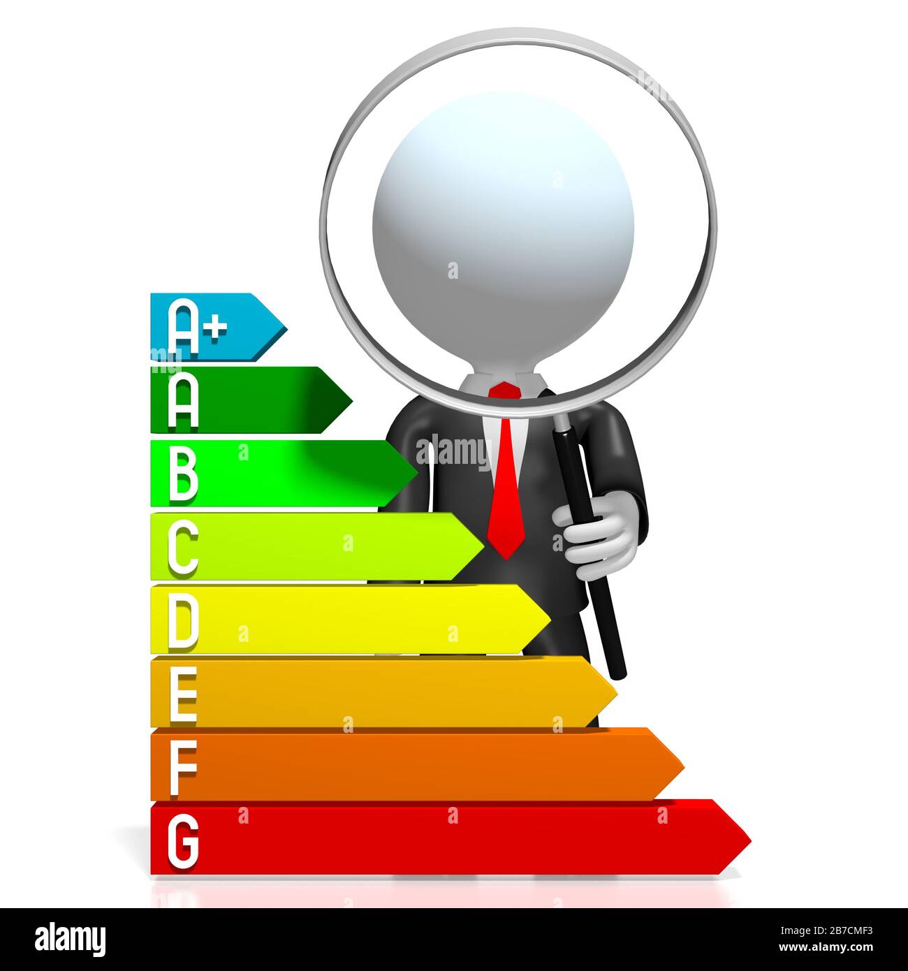 3D energy efficiency chart - power/ electricity saving concept - A+, A ...