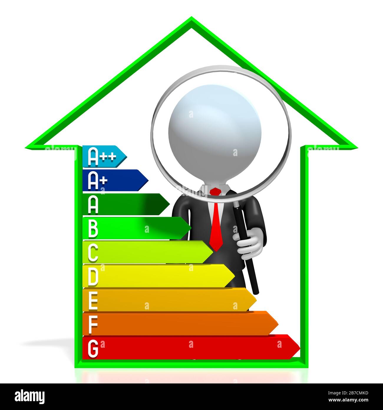 3D energy efficiency chart - power/ electricity saving concept - A++ ...