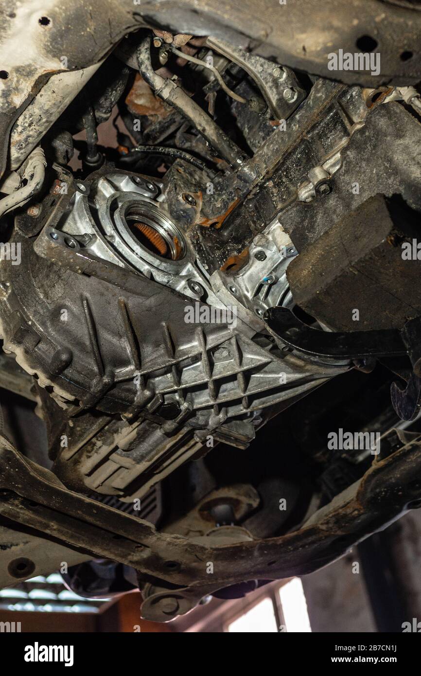 The cars gearbox is out of order and will be serviced 2020 Stock Photo ...