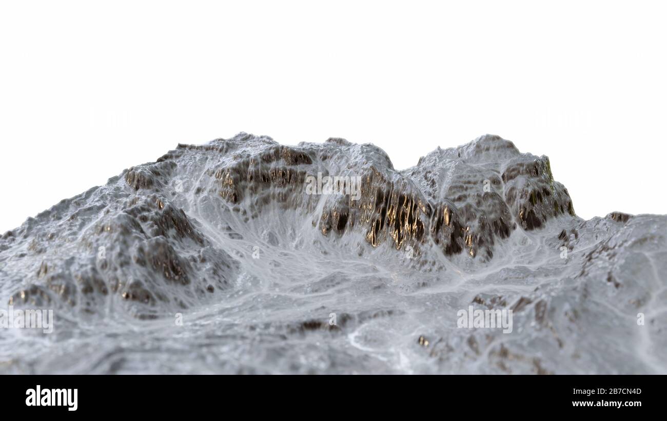 Snowy Mountains peaks isolated on white background. 3D illustration ...