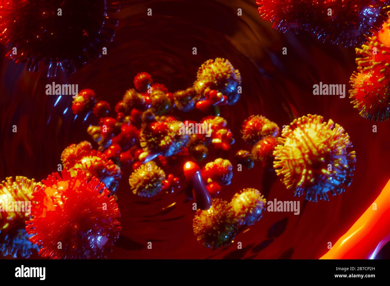 Blood stream with flu virus hi-res stock photography and images - Alamy