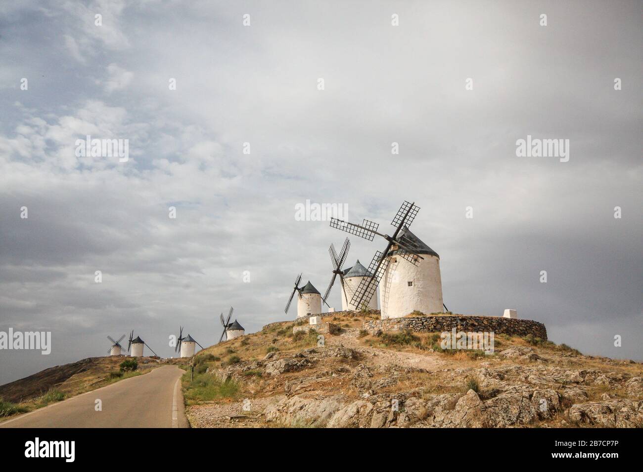 old windmills in rural landscape Stock Photo - Alamy