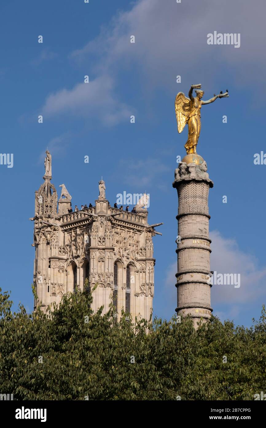 Fontaine du Palmier aka Fontaine de la Victoire with the Saint-Jacques ...