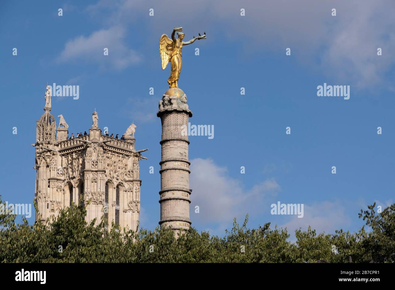 Fontaine du Palmier aka Fontaine de la Victoire with the Saint-Jacques ...