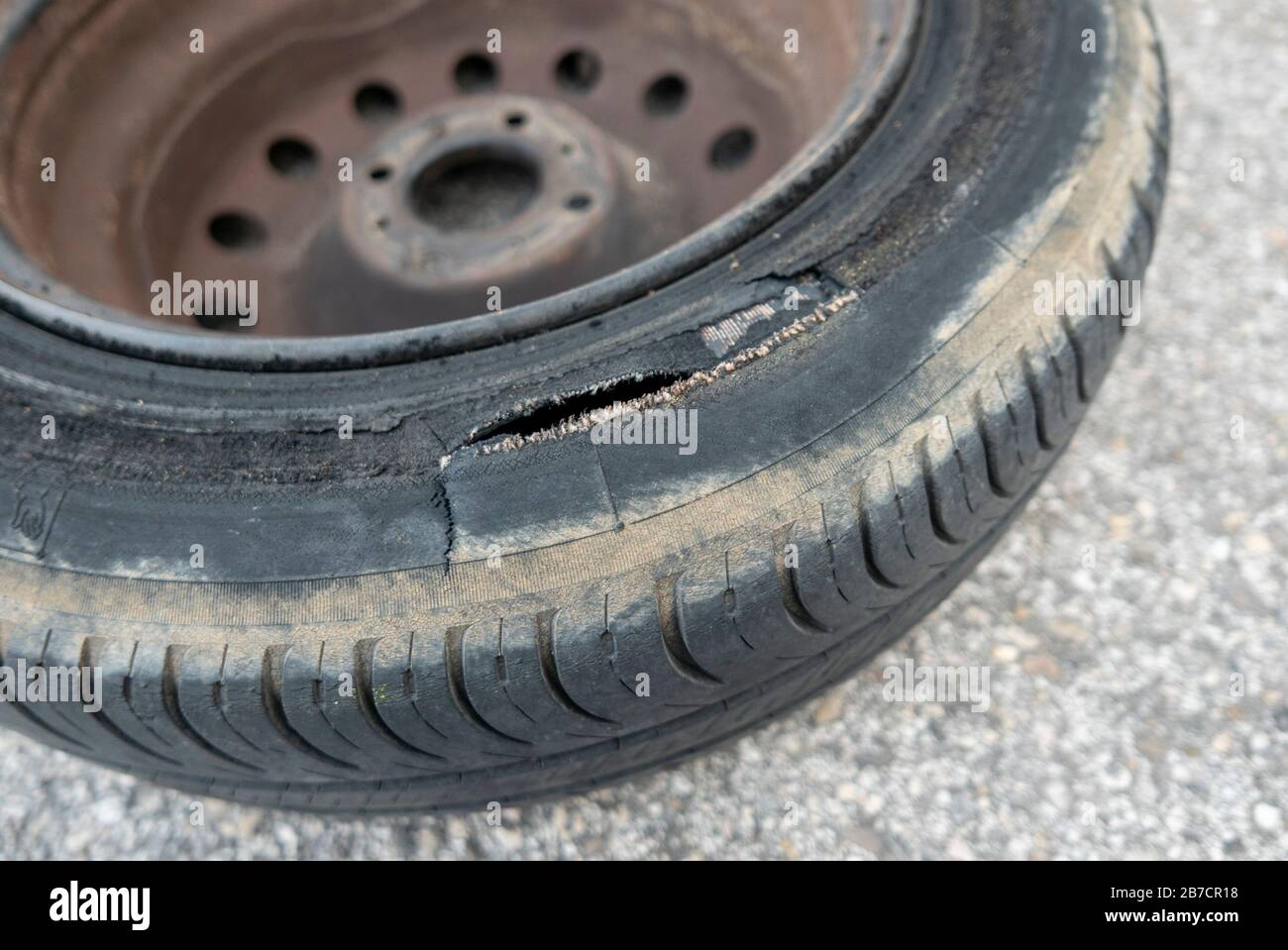 Damaged tire hi-res stock photography and images - Alamy