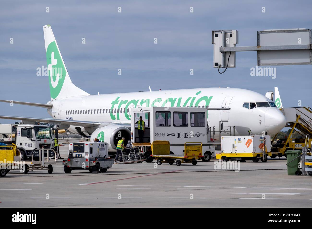 Transavia airplane on an airport runway Stock Photo - Alamy