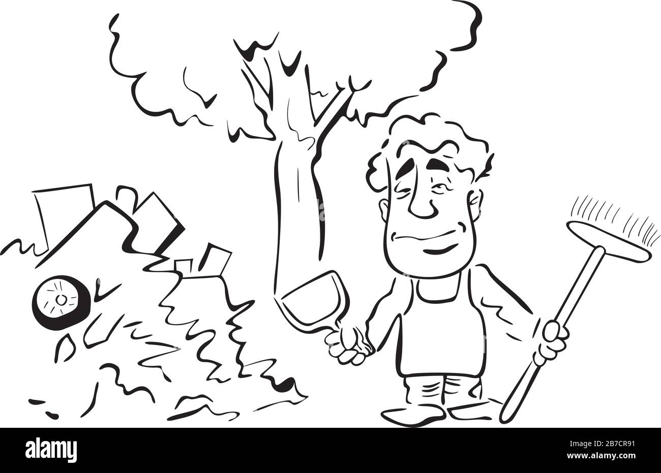 Man cleans the forest Stock Vector Images - Alamy