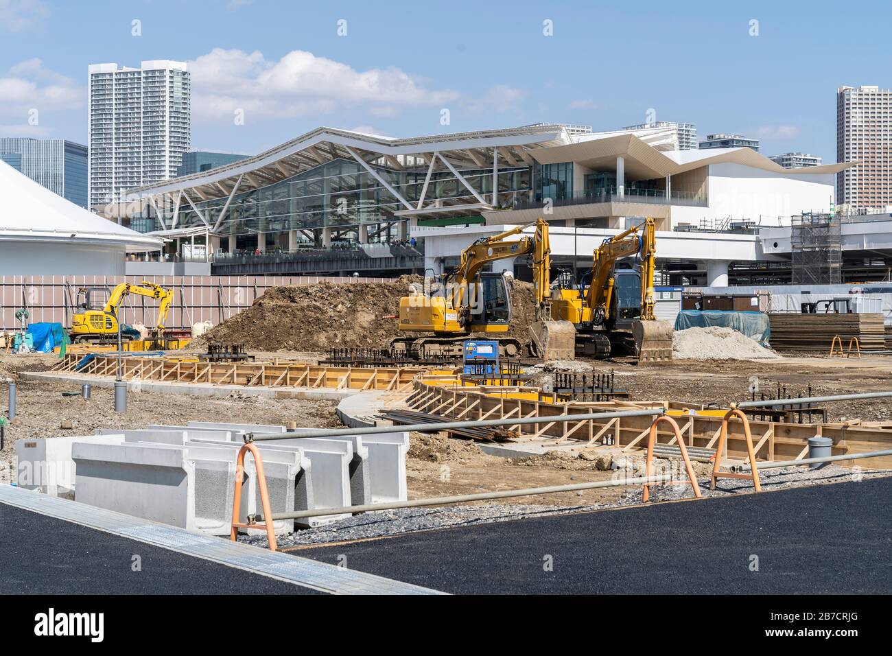 Construction site in front of JR Takanawa Gateway Station, Minato-Ku ...