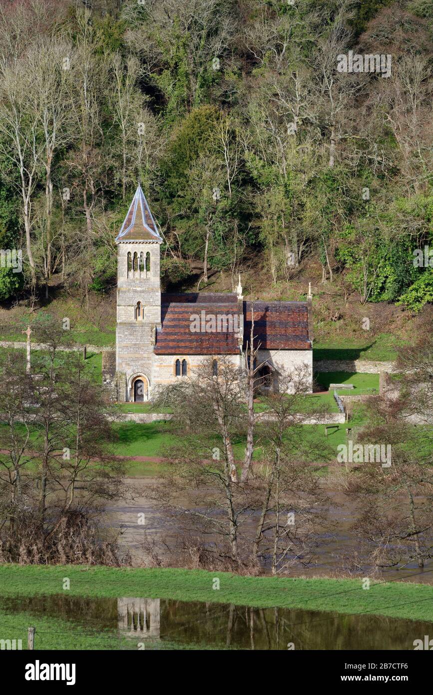 St Margaret's Church, Welsh Bicknor On the banks of the flooded River ...