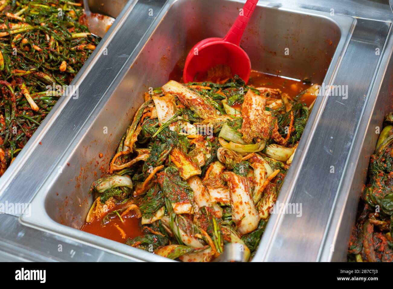 Tray of Pickled Spicy Vegetable. Juicy Chilli Cabbage. Fresh Korean ...