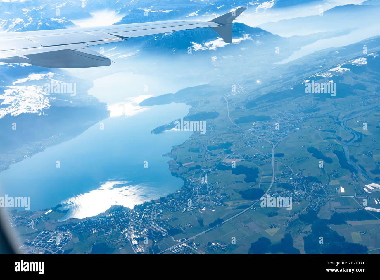 Unique alpine aerial panorama. Blue Planet Earth high altitude aerial ...