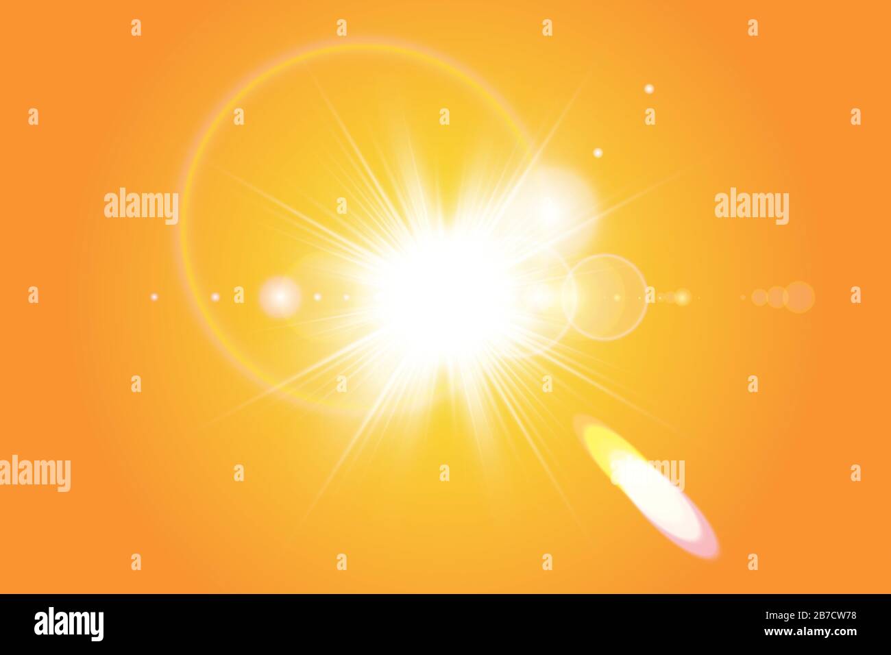 Warm sun on a yellow background. Summer. Glare. Solar rays Stock Vector ...