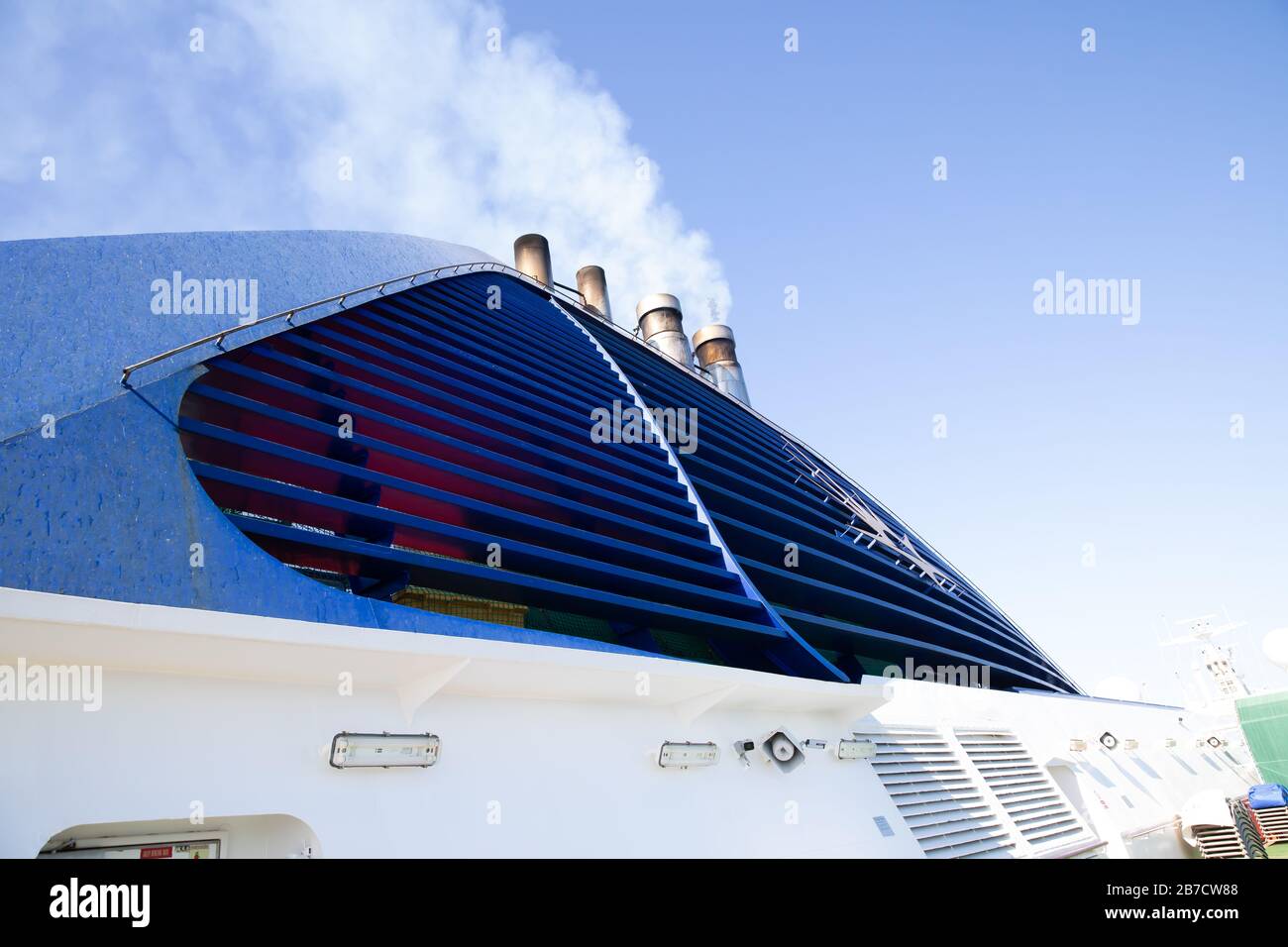 Cruise ship Oceana Funnel with Logo and smoking Stock Photo - Alamy