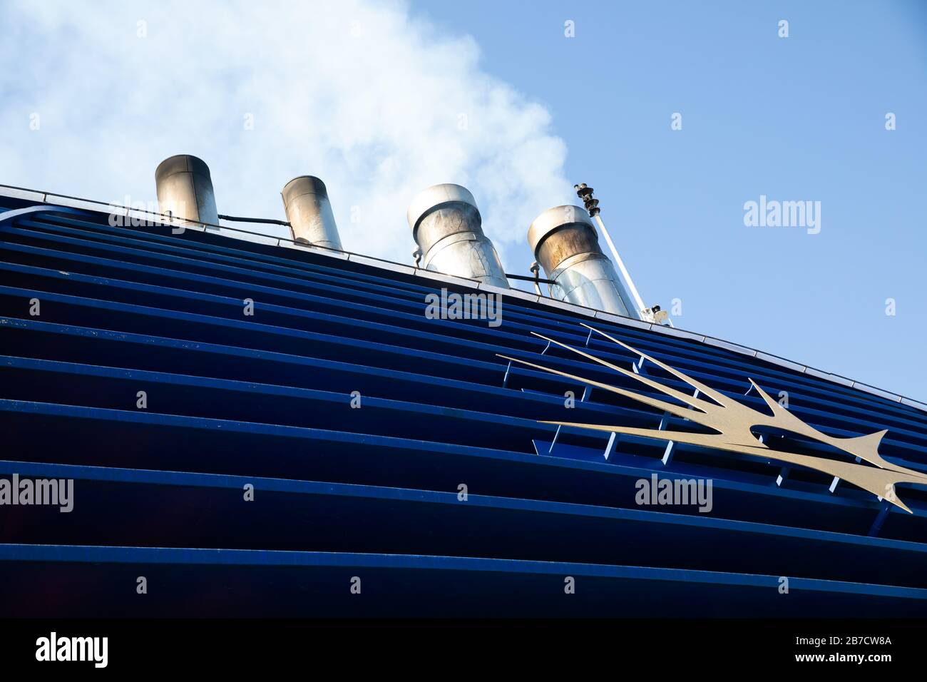 Cruise ship Oceana Funnel with Logo and smoking Stock Photo - Alamy